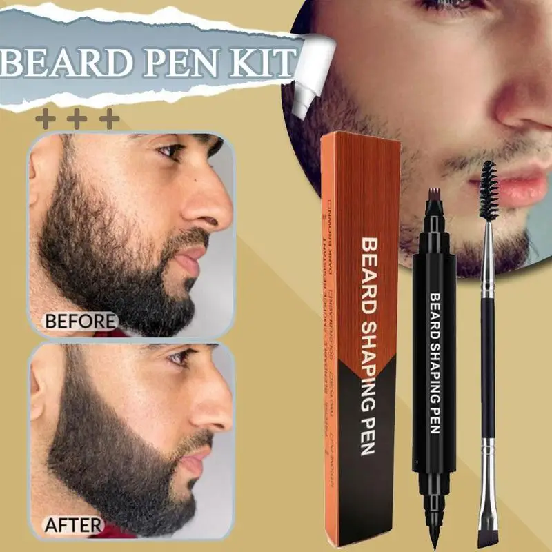 2-IN-1-Beard-Filling-Pen-Kit-With-Double-Head-Brush-Men-Natural-Beard ...