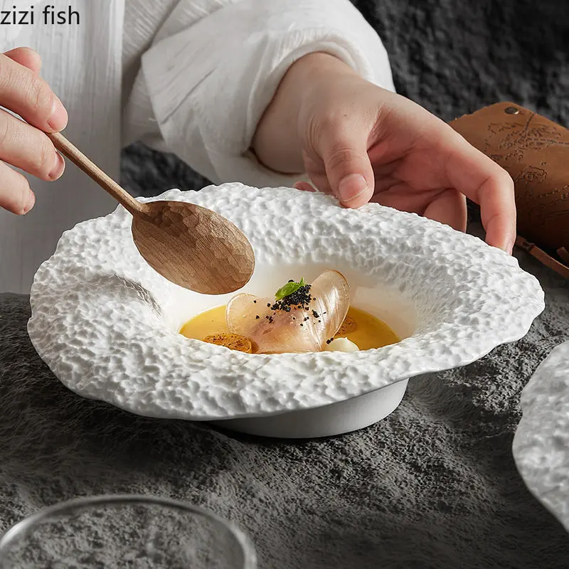Rock Texture Ceramic Main Dish Plate Hotel Restaurant Household Dinner ...