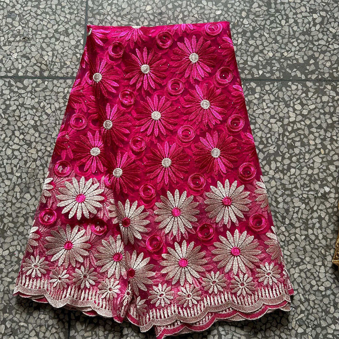 African-Lace-Fabric-5-Yards-Fushia-Pink-Mesh-Nigerian-Lace-Fabric-2024 ...