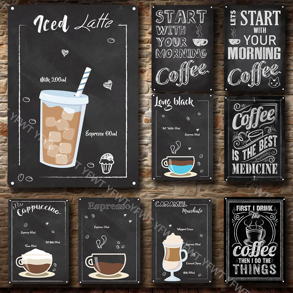 Vintage Coffee House Art Decor Metal Plaque Tin Sign Retro Cafe Open ...