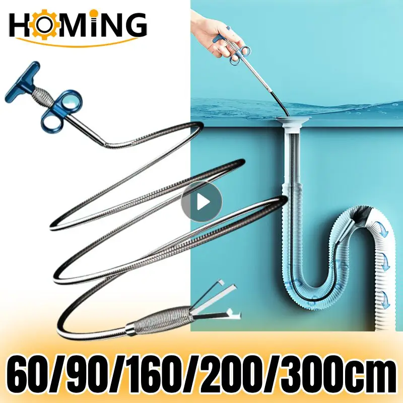 60-300cm Sewer Pipe Unblocker Snake Spring Pipe Dredging Drain Cleaner ...