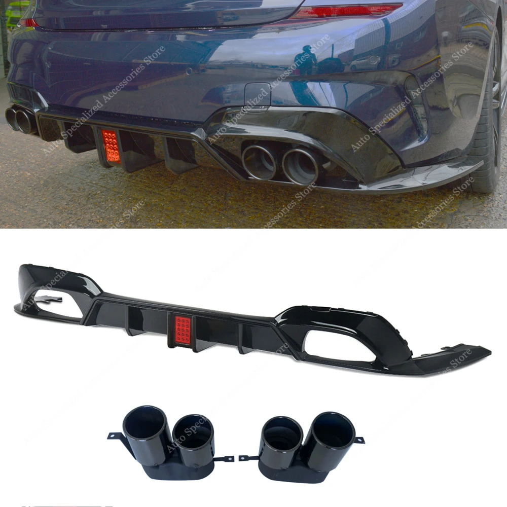 Rear-Diffuser-Splitter-Lip-With-Spolit-Lamp-Quad-Exhaust-Trim-for-BMW ...