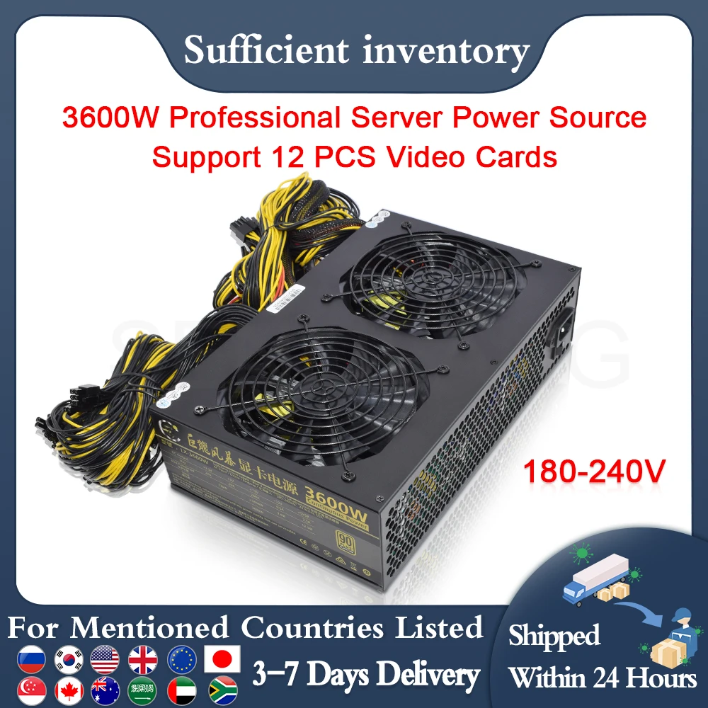 High Quality 3600w Atx Power Supply Bitcoin Support 12 Card Miner Rig ...