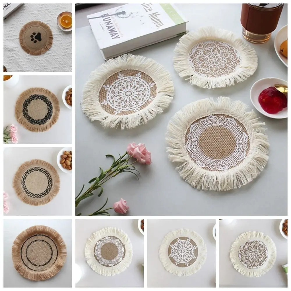 Cotton-Jute-Absorbent-Coasters-New-Jute-Embroidery-Braid-Coaster-Round-Non-slip-Woven-Placemat ...