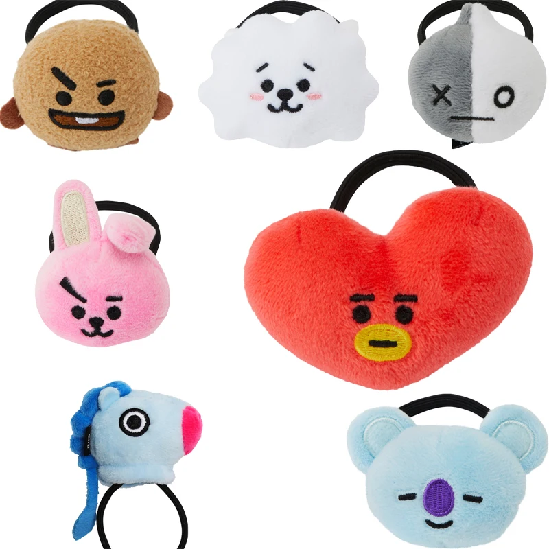 Bt21 Cartoon Kawaii Plush Headband Cookie Pink Rabbit Hair Ring ...