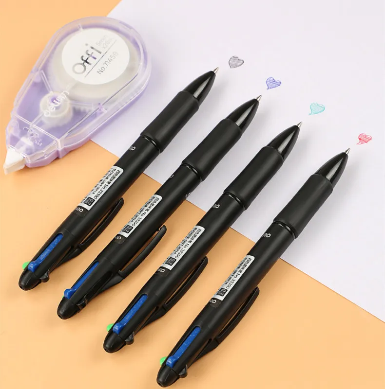 5 Pcs 4 MultiColor Ballpoint Pen 0.7mm Black Blue Red Green Refills 4 ...