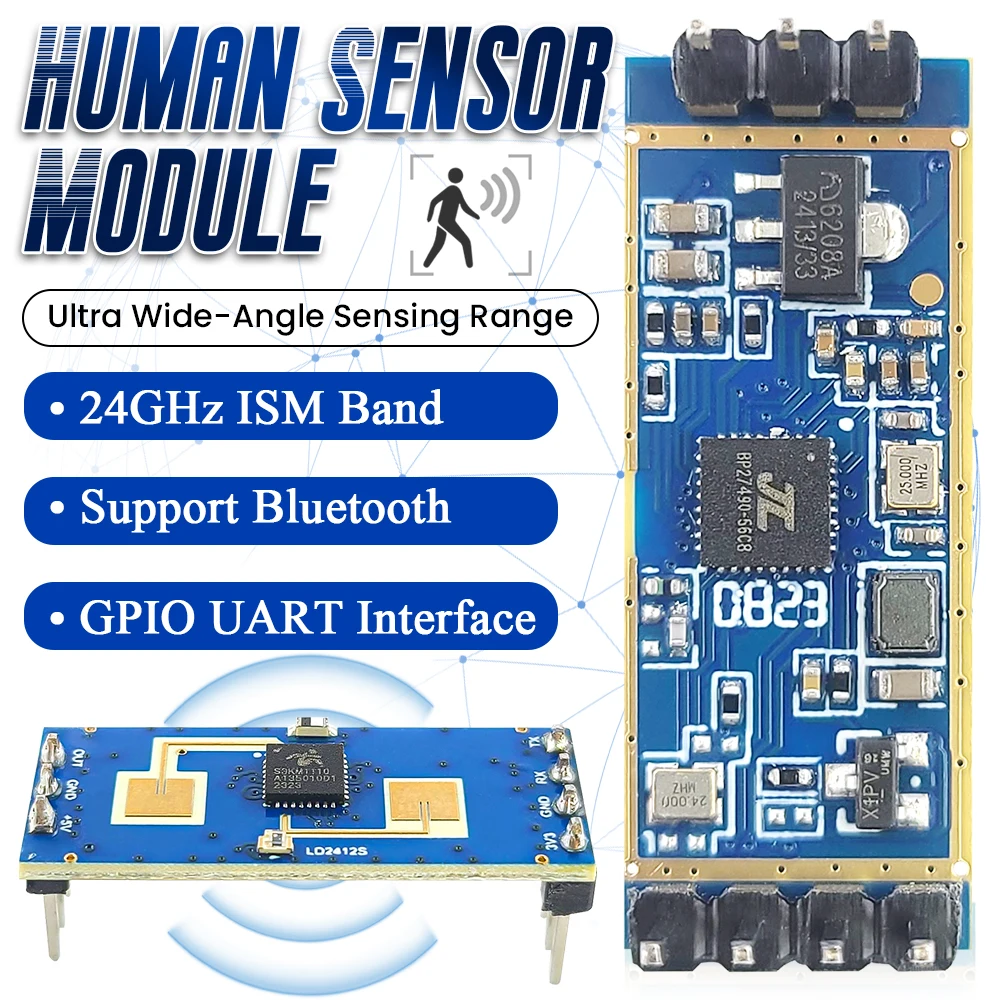 LD2412 Human Presence Sensing Radar Module Sensor 9M GPIO UART Output ...