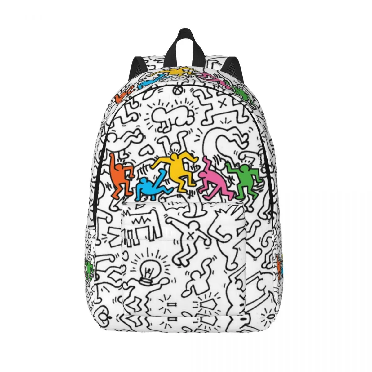 Custom-Very-Crowded-Haring-Graffiti-Rap-Pop-Art-Canvas-Backpacks-Men ...