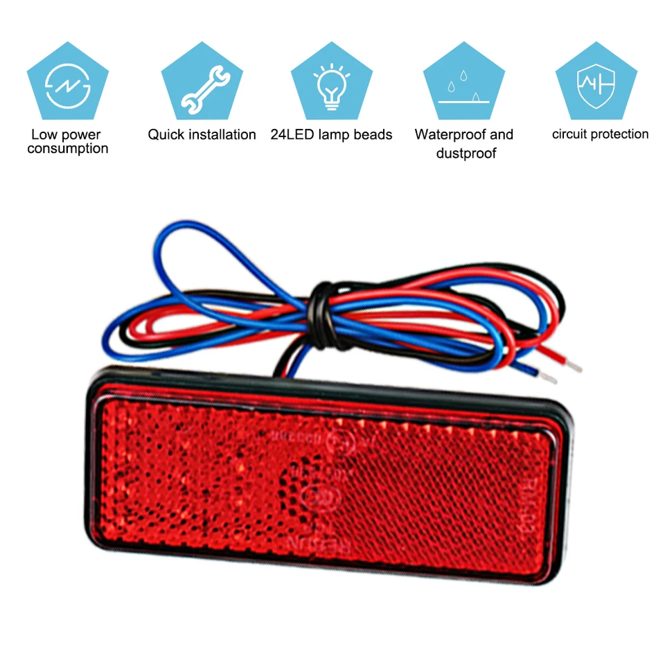 Red Reflector Tail Lamp LED Saddlebag Motorcycle Tail Lights,2pcs ...