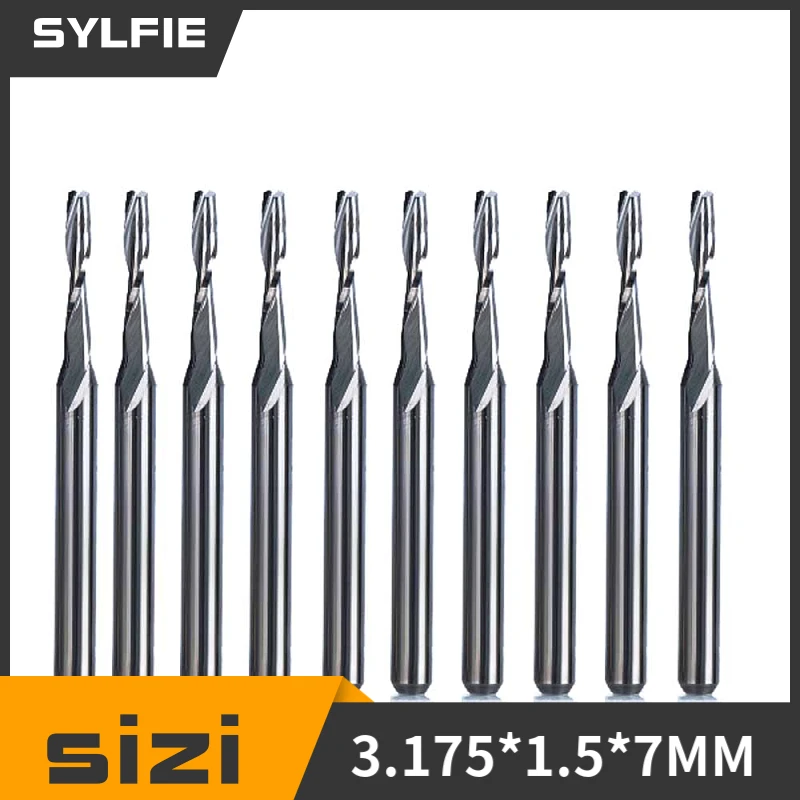 10pcs/lot 3.175*1.5*7mm Two Flutes Solid Carbide Micro End Mill ...