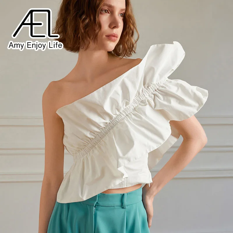 AEL French V neck Ruffle Blouse For Women Fashion Vintage Sleeveless ...
