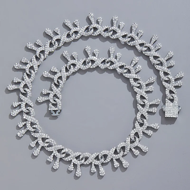 Cadena cubana de lujo con diamantes de imitación de circonita, collar ...