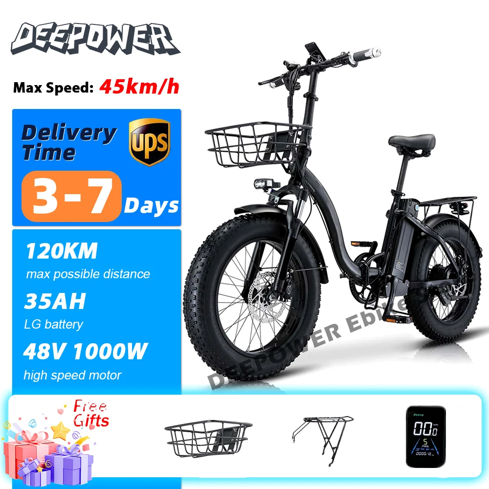 DEEPOWER-1000W-Folding-20-Inches-Electric-Bike-48V-35AH-Iithium-Battery ...