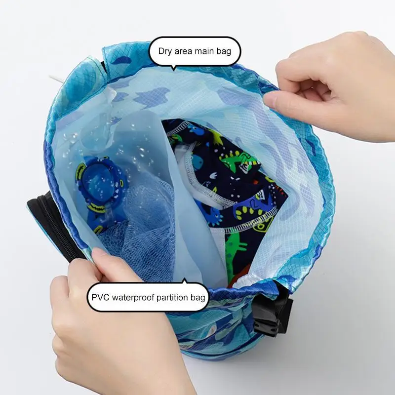 Swim Bag For Kids Dry Wet Separation Kids Drawstring Beach Backpack ...