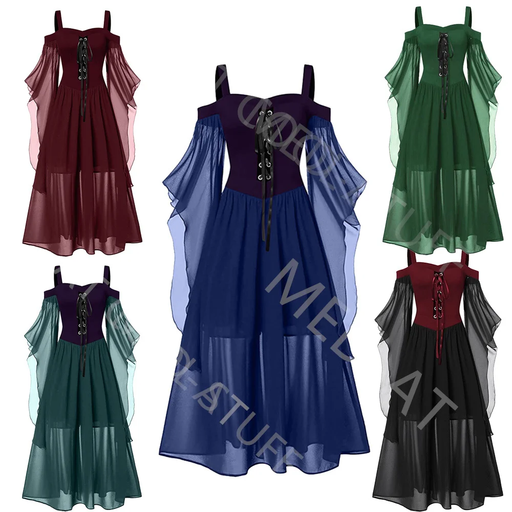 Plus-Size-Women-Medieval-Princess-Elf-Costume-Off-Shoulder-Fly-Sleeves ...