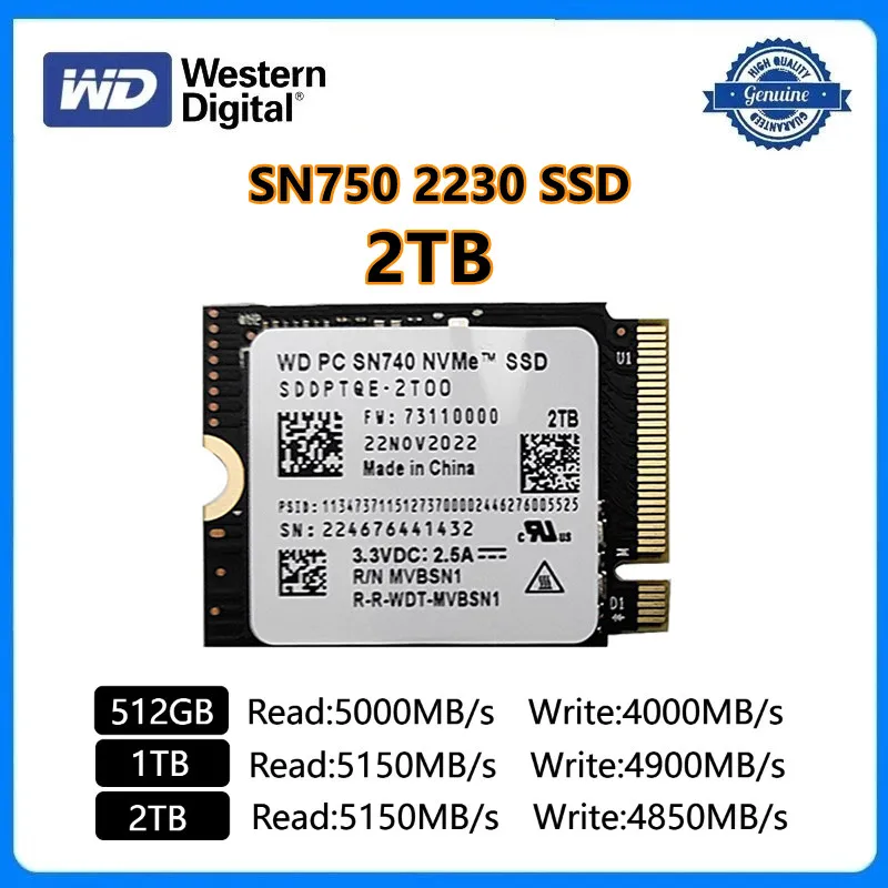 Western Digital WD SN740 2TB 2230 SSD M.2 NVMe PCIe Gen 4x4 SSD 256GB ...