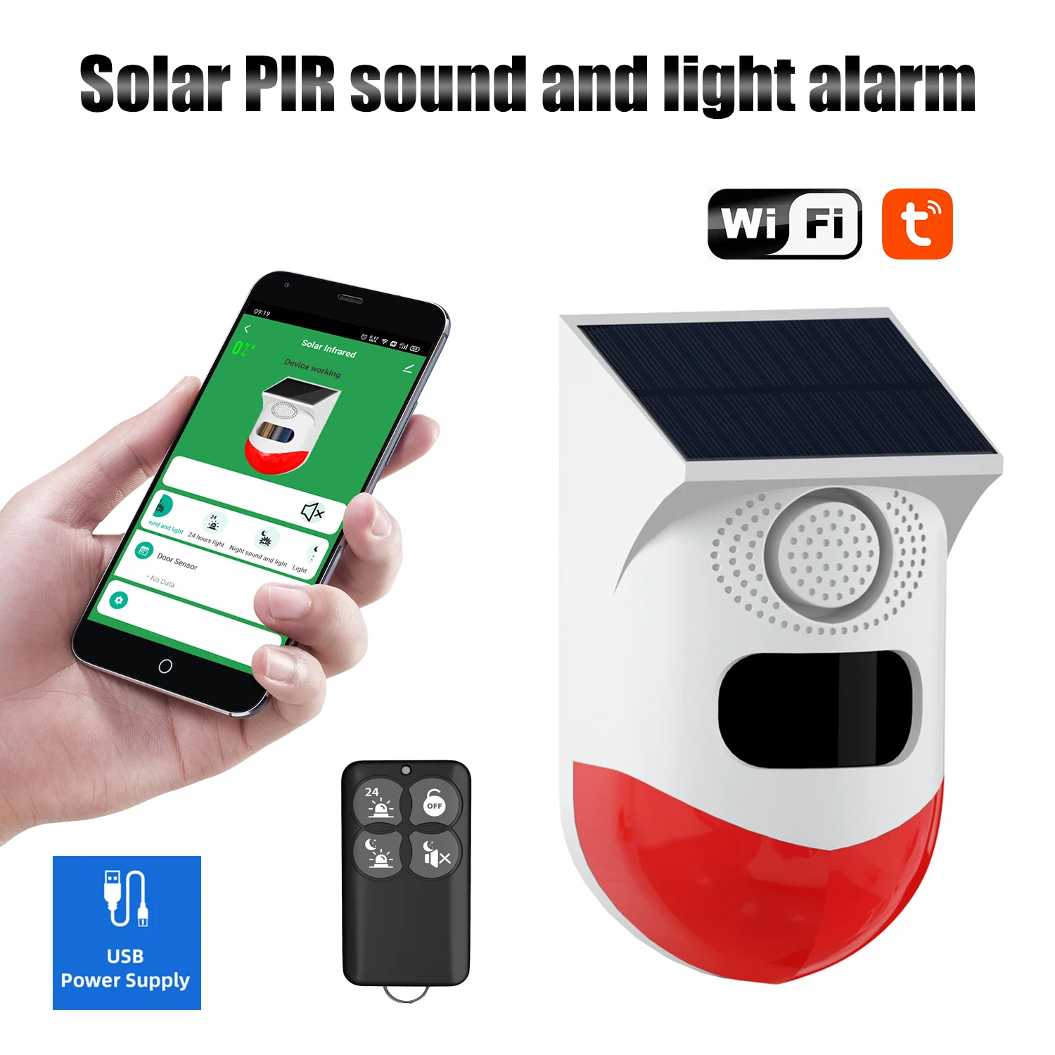 Smart-Outdoor-Solar-PIR-Infrared-Alarm-WiFi-Wireless-System-Siren ...