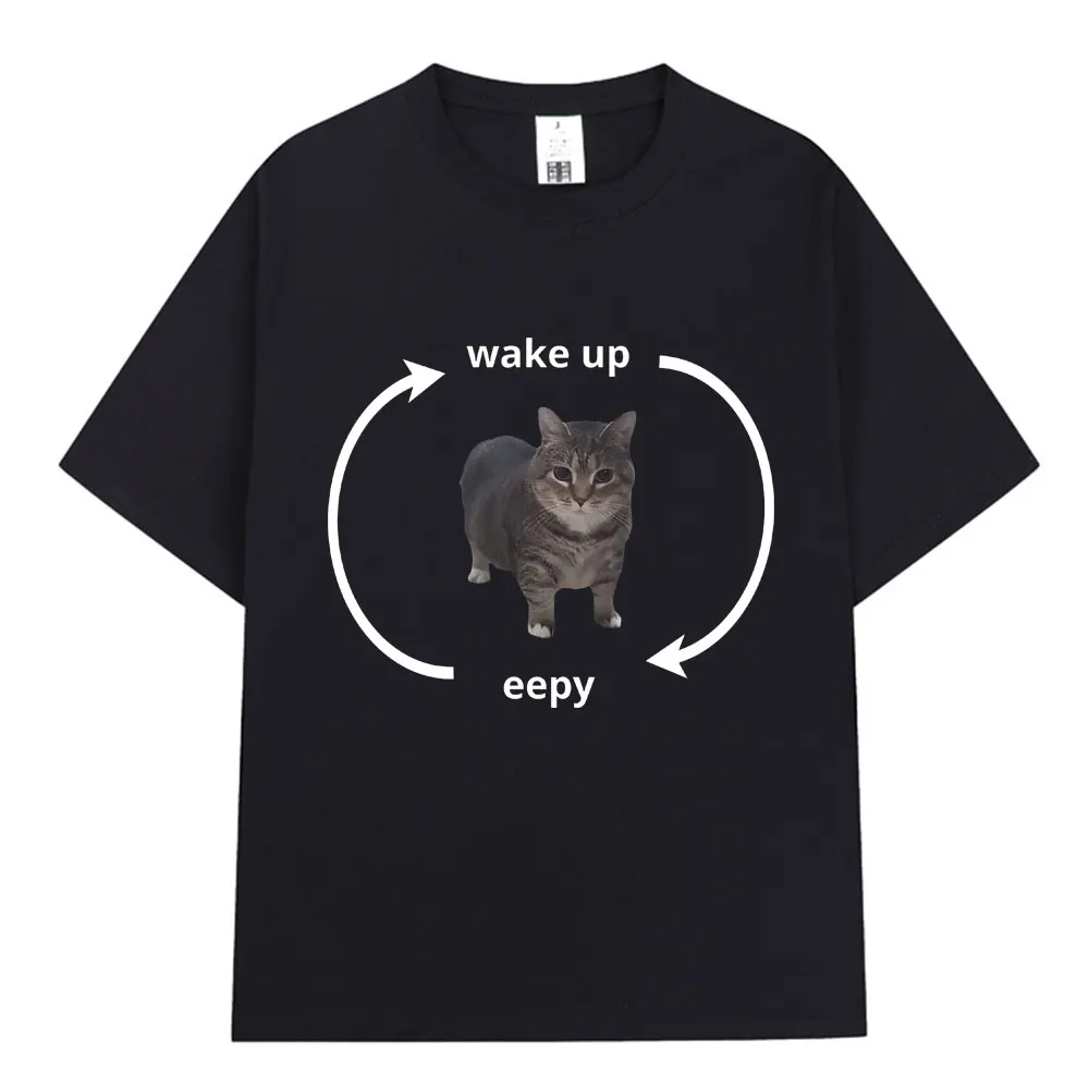 Wake-Up-Eepy-Kitty-camiseta-para-hombre-y-mujer-camiseta-de-manga-corta ...