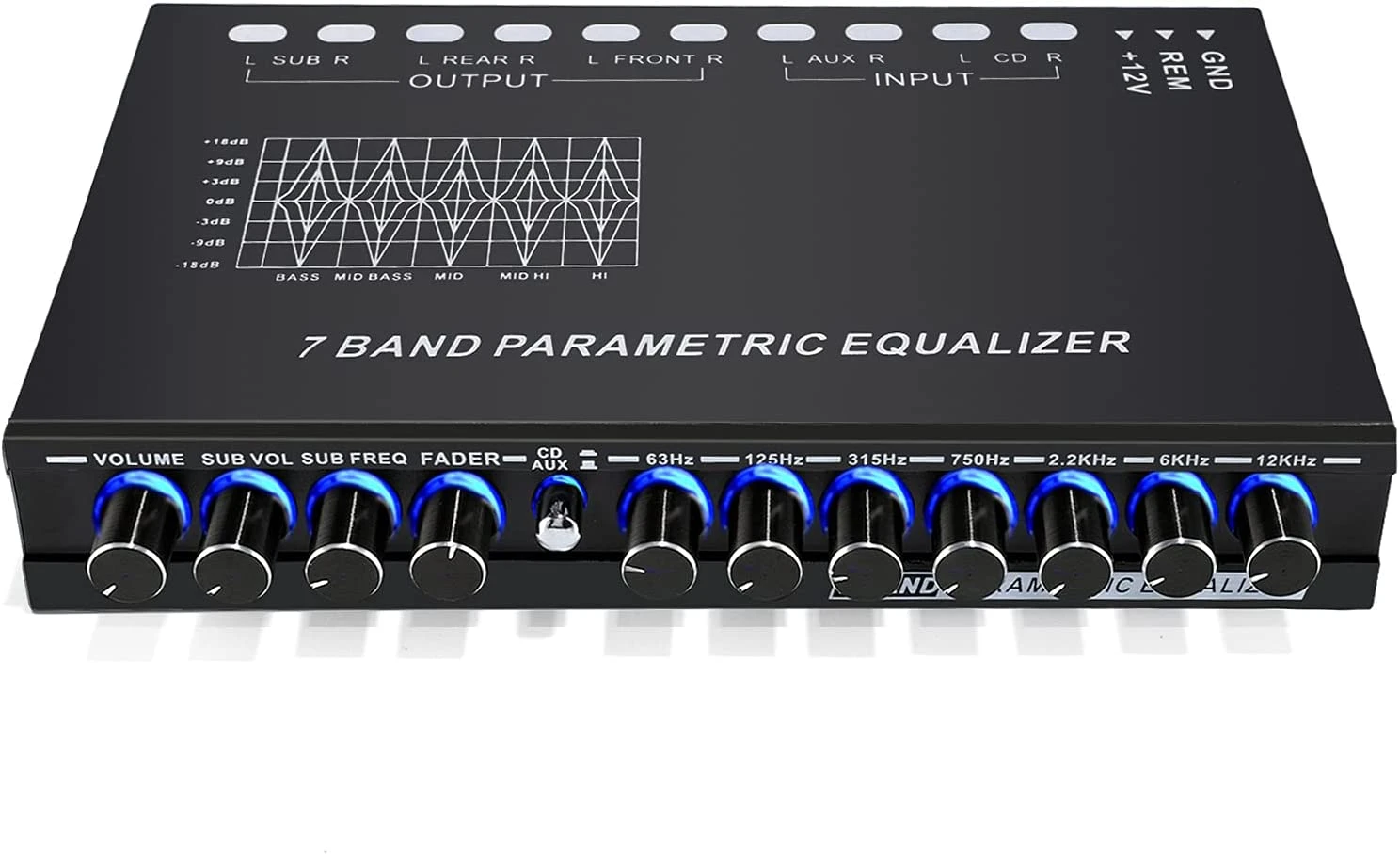 Facmogu 2.1 CH 5 Band Car Audio Equalizer EQ, Adjustable 5 Bands EQ Car ...