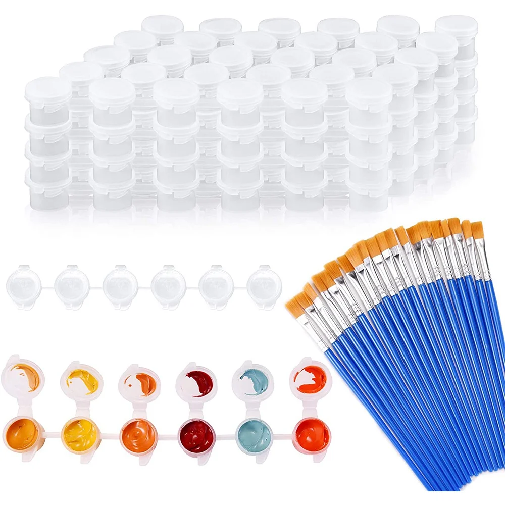 20-Strips-120-Pots-Empty-Paint-Pots-Strips-Mini-Clear-Storage ...