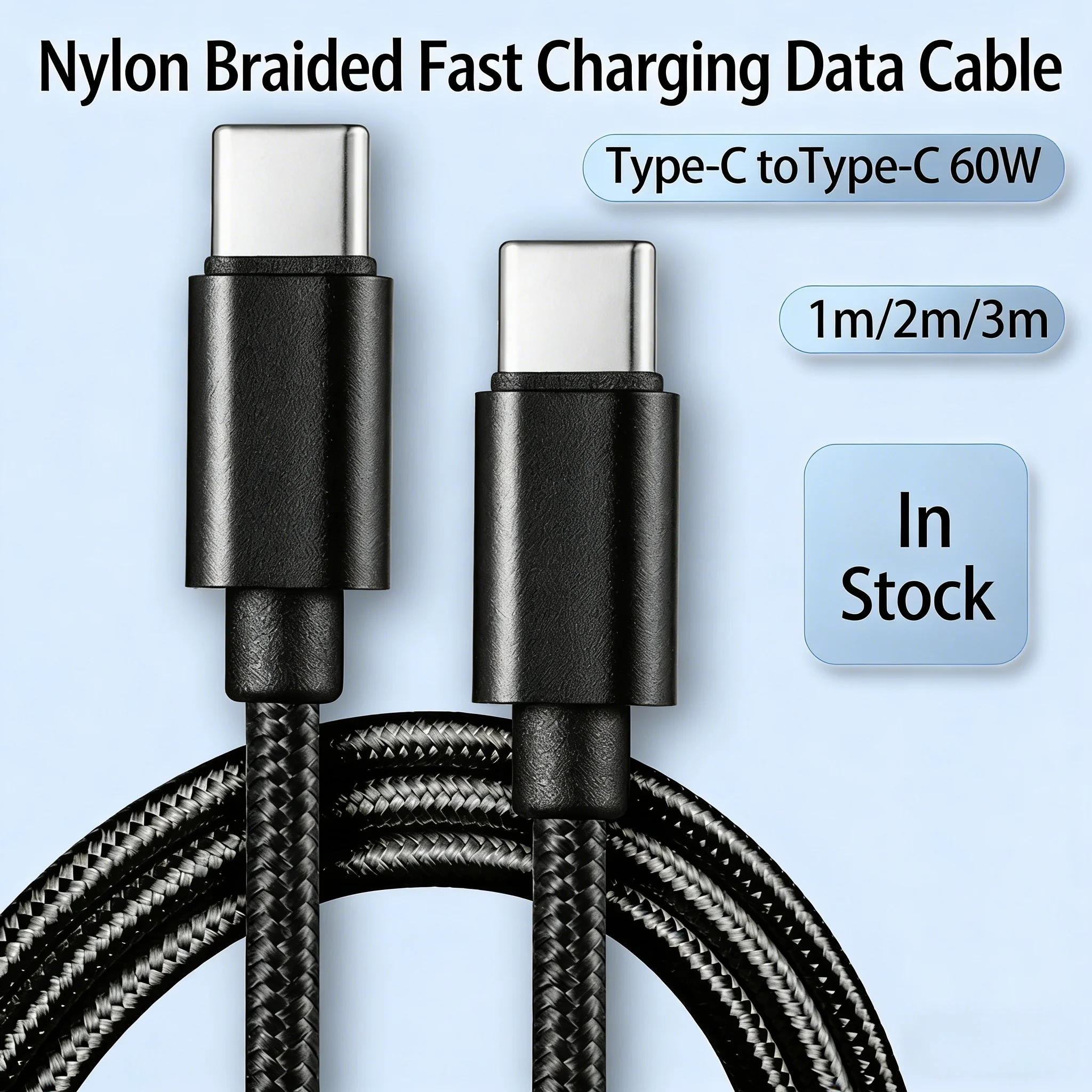 60W Nylon Braided 1m 2m 3m Usb C Fast Charging Cable for Iphone 15 16 ...