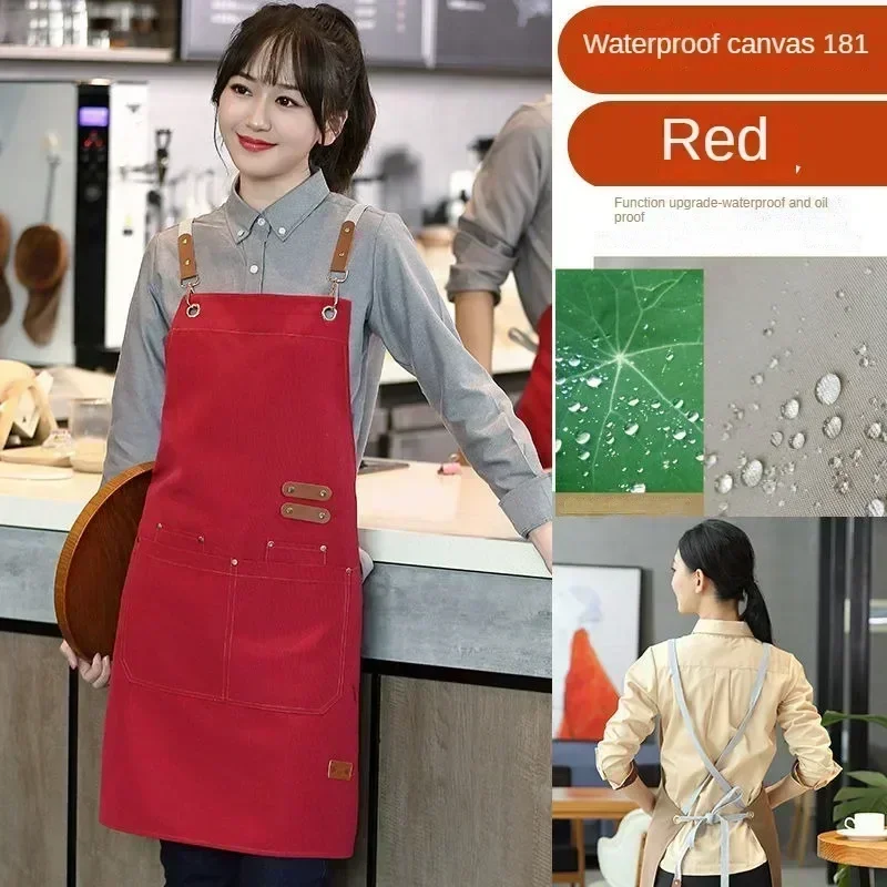 Gsypo Waterproof Apron With 2 Pockets, Fall Pure Orange Solid Color ...