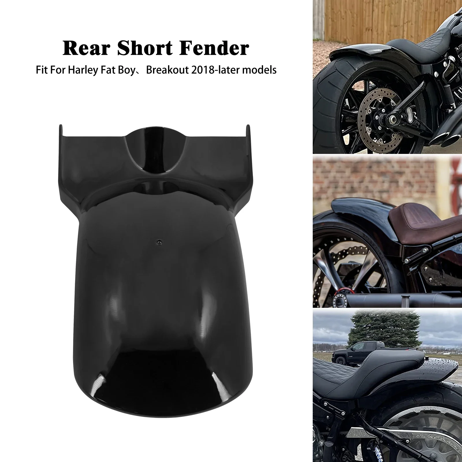 Motorcycle-Gloss-Black-Rear-Short-Fender-Mudguard-Cover-For-Harley ...