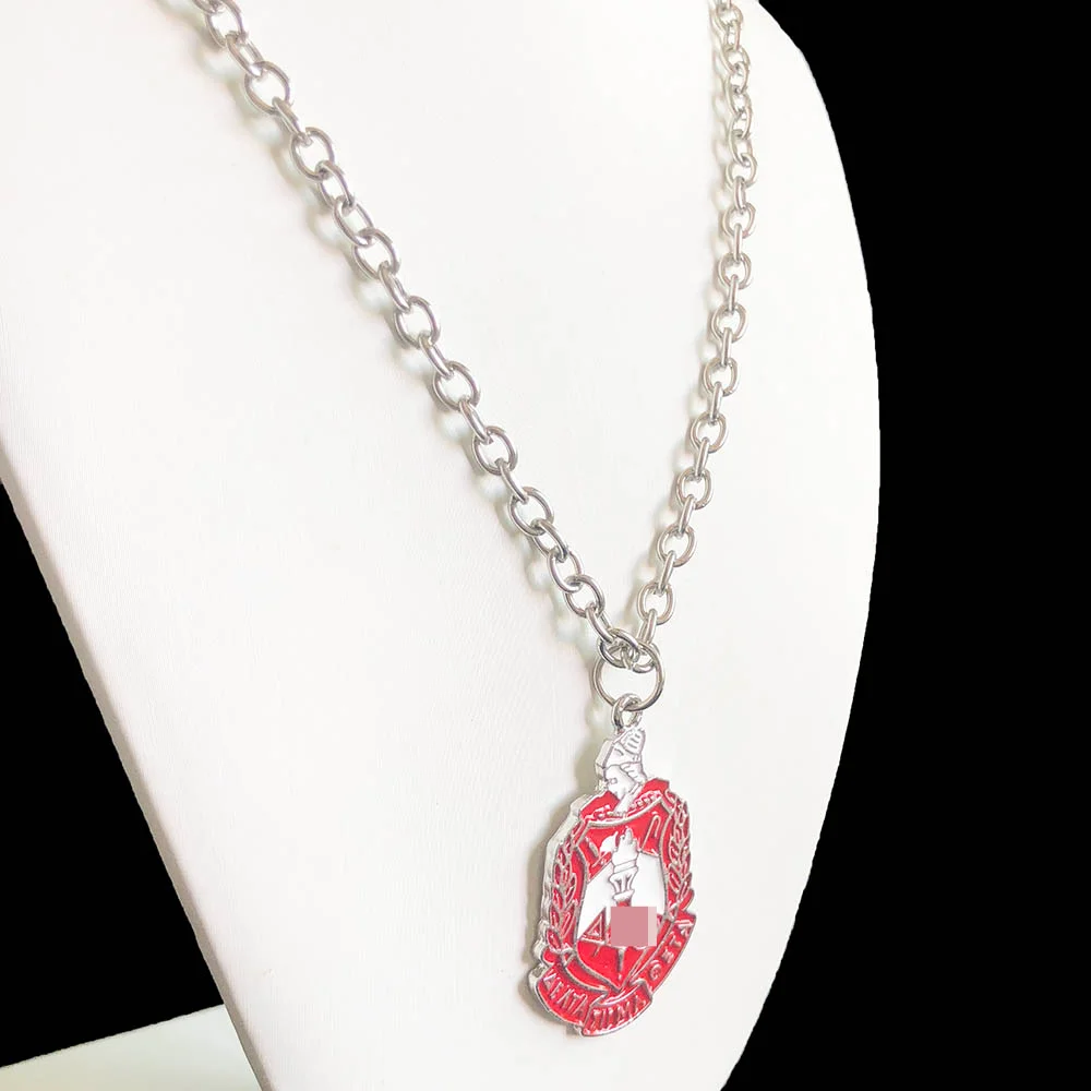 Hand Made Greek Sorority Logo Red Shield Charm Necklaces Women Jewelry ...