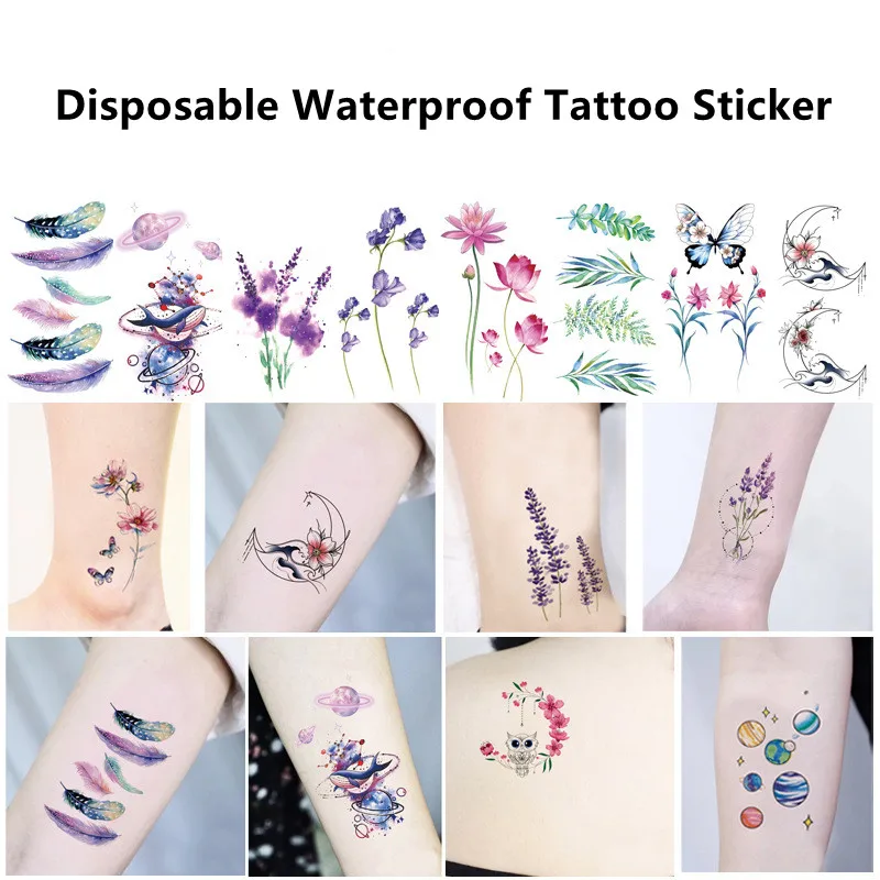 1PC Disposable Waterproof Tattoo Stickers Fresh Flower Body Painting ...