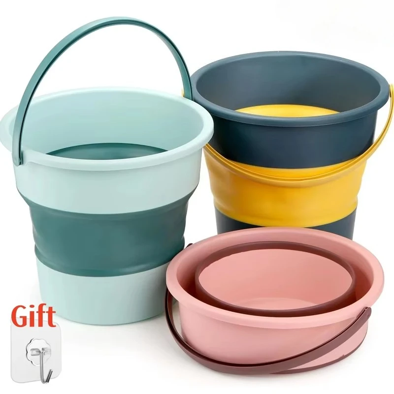 Seau pliant Portable 5/10/17l, seau multifonctionnel en Silicone épais ...