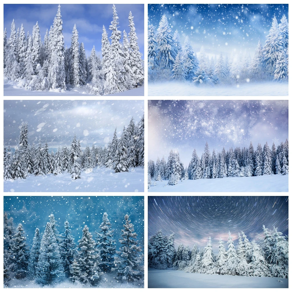 Winter-Snow-Scene-Backdrop-for-Christmas-Photography-Forest-Mountain ...