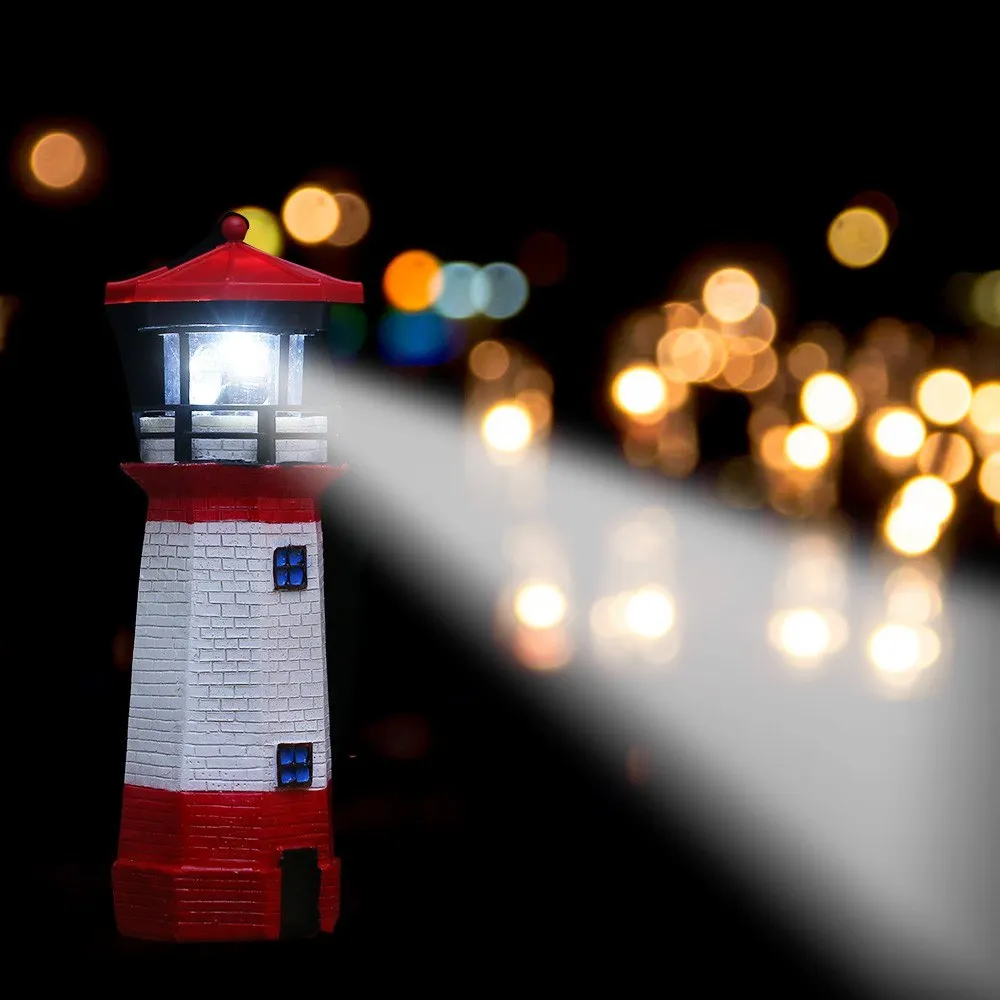 Solar-Lighthouse-with-Rotating-Lamp-Garden-Lights-Outdoor-Decorative ...