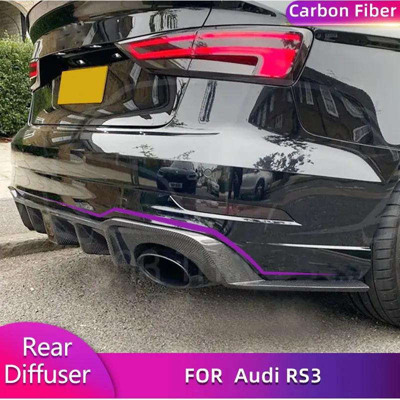 Carbon-Fiber-Car-Rear-Bumper-Diffuser-Lip-Spoiler-Splitters-Apron-for ...