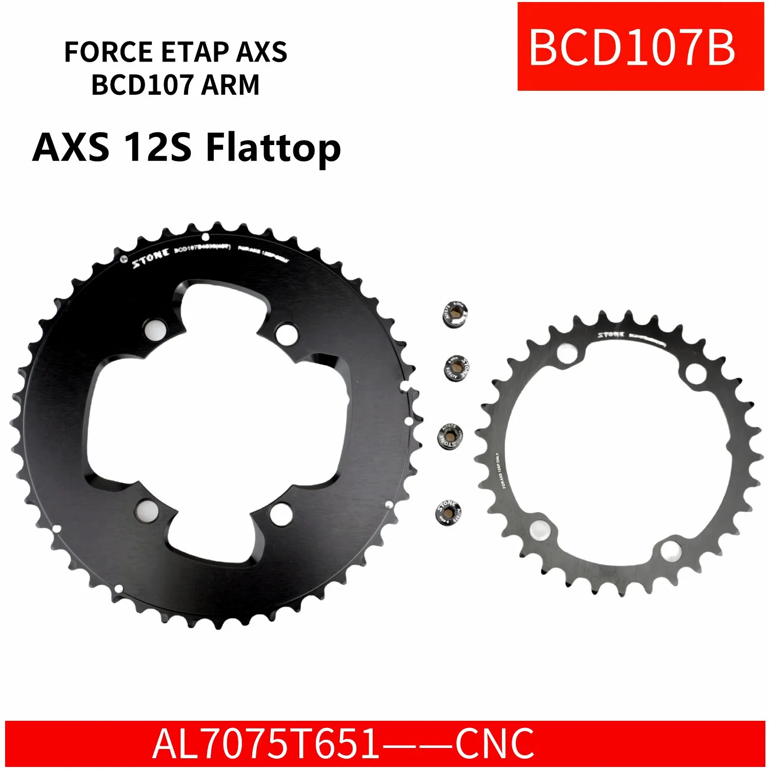 STONE-107BCD-Bike-Double-Round-Chainring-2X-for-Sram-FORCE-ETAP-Flattop ...