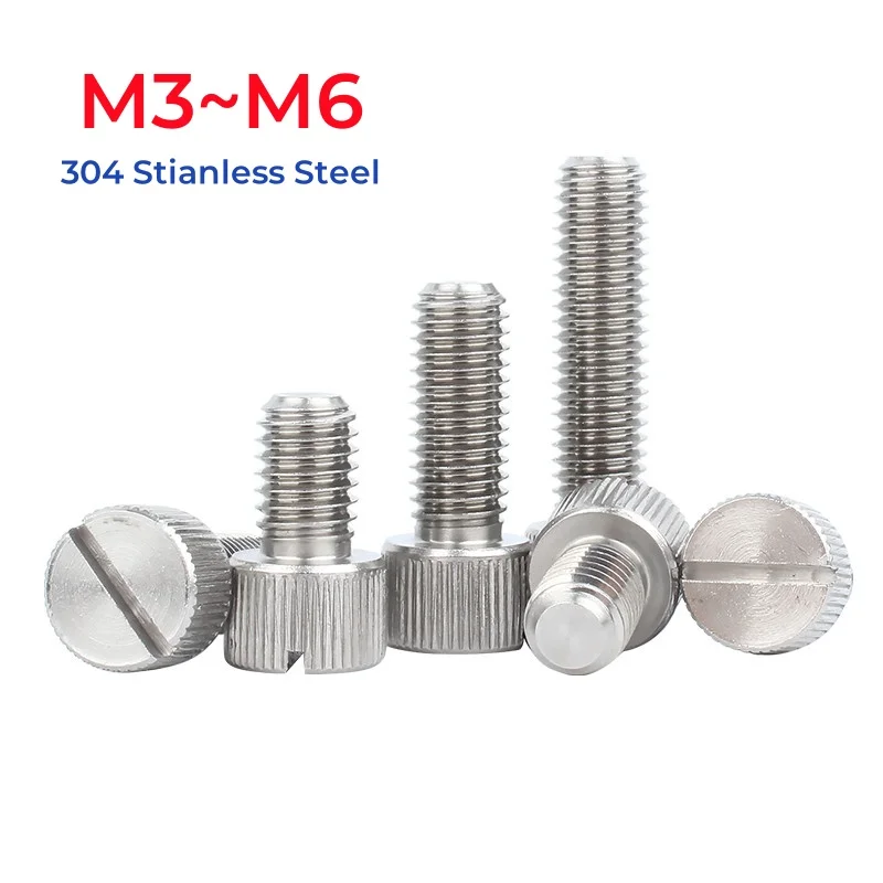 M3 M4 M5 M6 304 Stainless Steel Knurled Slot Head Thumb Screw Thumb ...