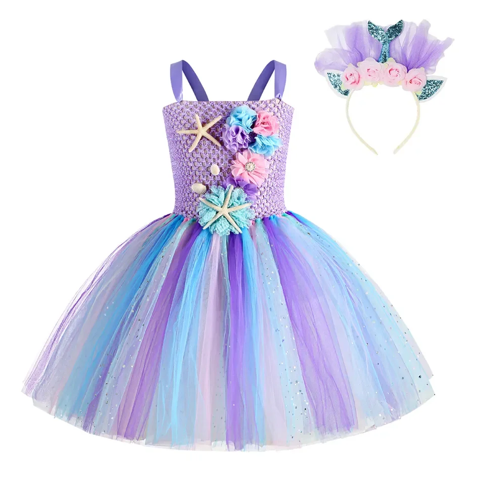Girls Mermaid Tutu Dress Under Sea Theme Birthday Party Carnival ...