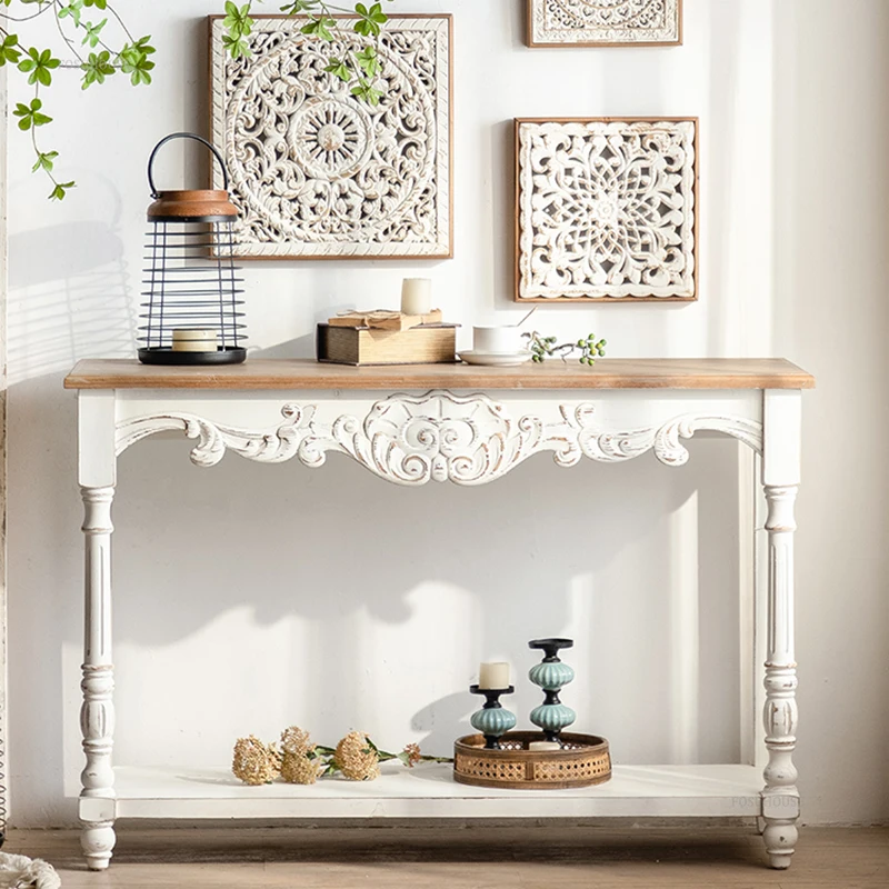 French-Solid-Wood-Console-Table-Home-Furniture-Console-Table-Retro-Old ...