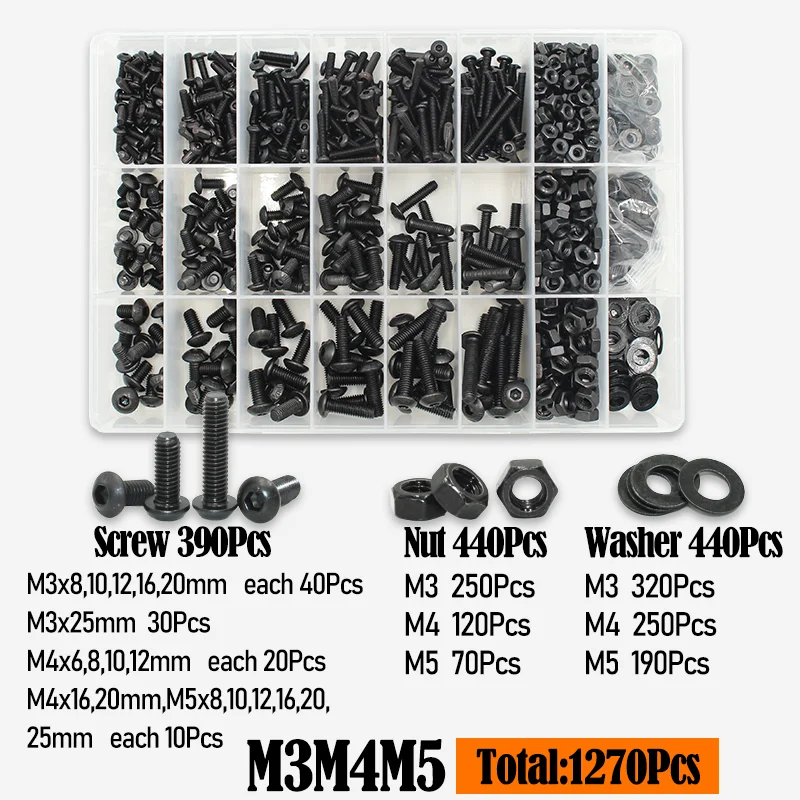 Hex-Button-Socket-Head-Cap-Screws-Set-M3-M4-M5-Black-10-9-Grade-Allen ...