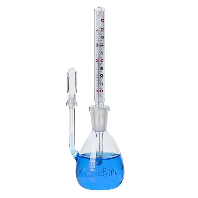 Picnómetro de vidrio de laboratorio de 25/50mL con termómetro, botella ...