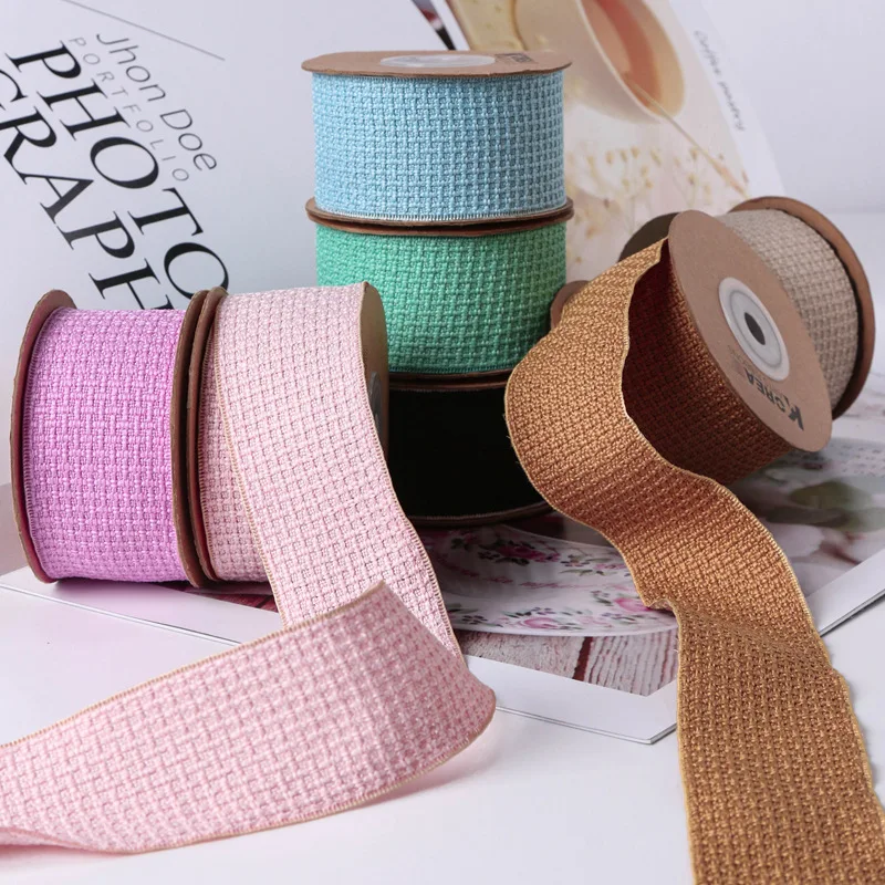 5 Yards 25MM 38MM Solid Color Plaid/Knit Ribbons Hair Bows DIY Crafts ...