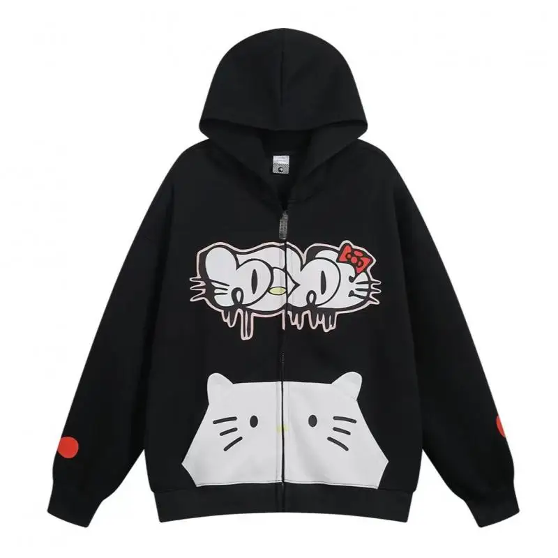 Hello-Kitty-Coat-Sweatshirt-Cardigan-Hoodie-Zipper-Loose-Trendy-Brand ...