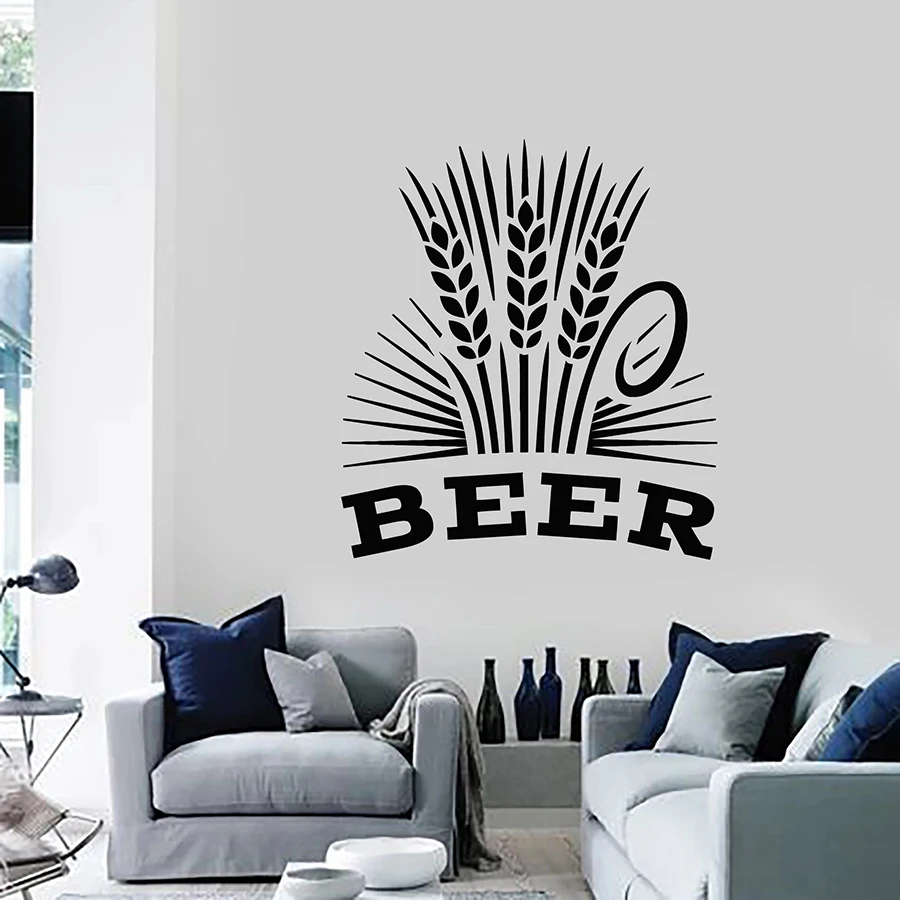 Beer-Wall-Sticker-Alcohol-Drinking-Pub-Bar-Brewery-Foam-Mill-Wheat-Wall ...