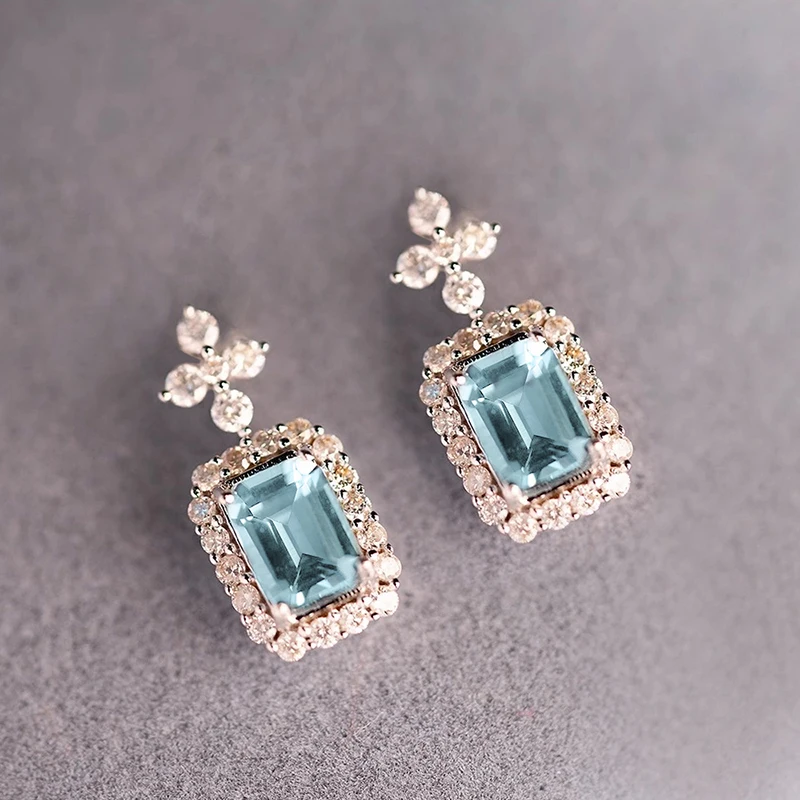 Huitan-Fresh-Light-Blue-CZ-Drop-Earrings-for-Women-Romantic-Ear-Drop ...