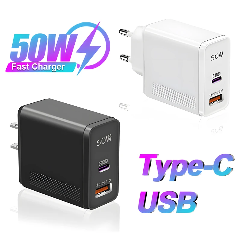Chargeur-super-rapide-USB-Type-C-PD-50W-prise-EU-US-accessoires-de ...