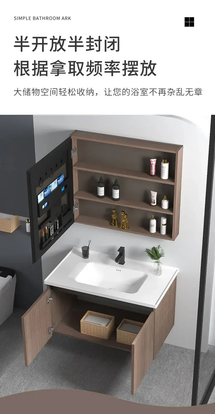 Mới Màu Đen Gỗ Óc Chó Màu Tủ Nhôm Vanity Với Samrt Tủ Gương Phòng Tắm ...