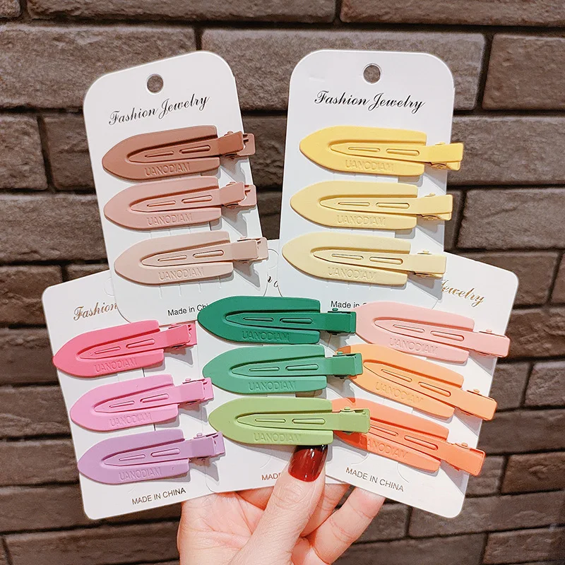 3pcs Solid Color Seamless Hair Clips Side Bangs Fix Fringe Barrette ...