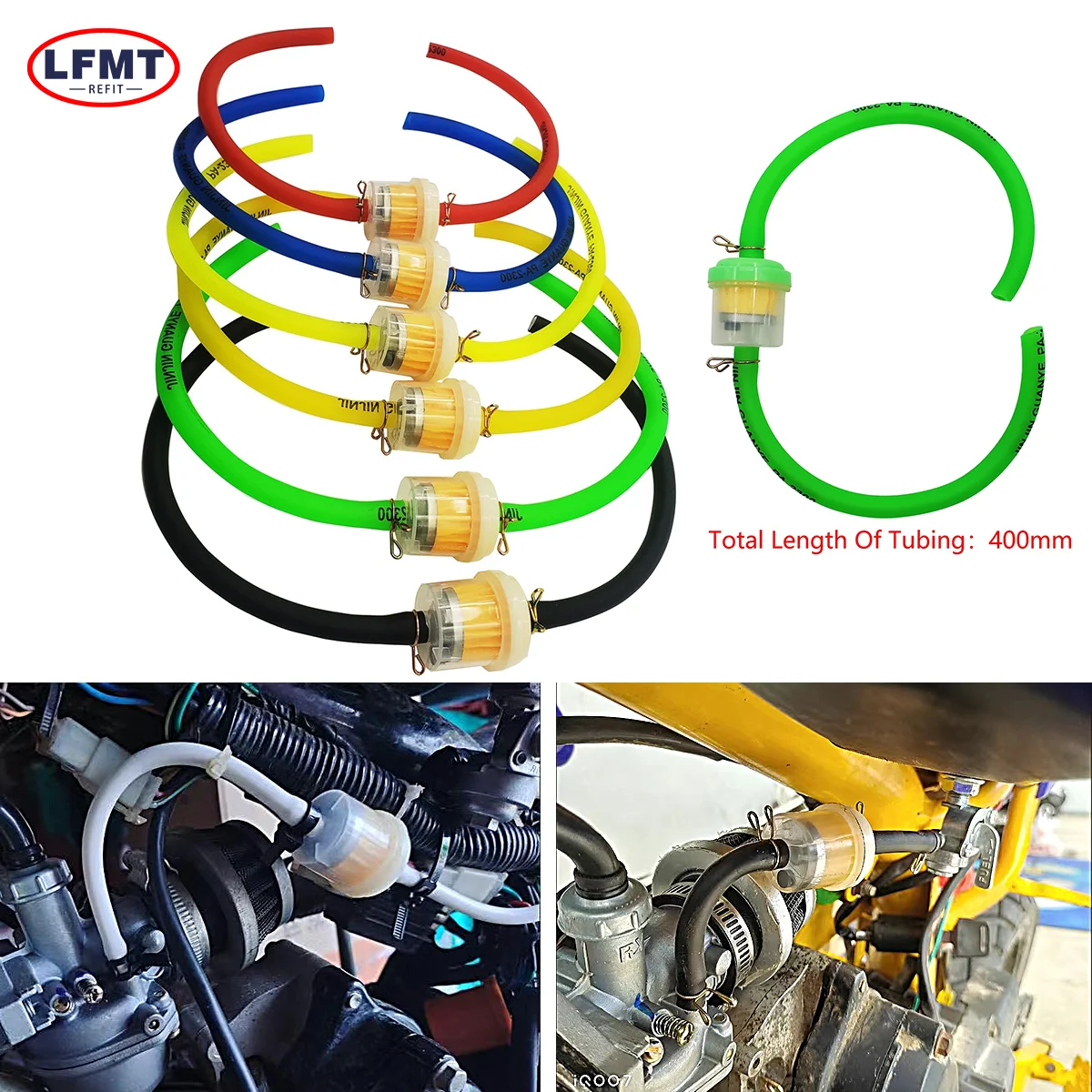 Universal Motorcycle Gas Fuel Filters and Fuel Pipe For 49cc 50cc 110cc ...