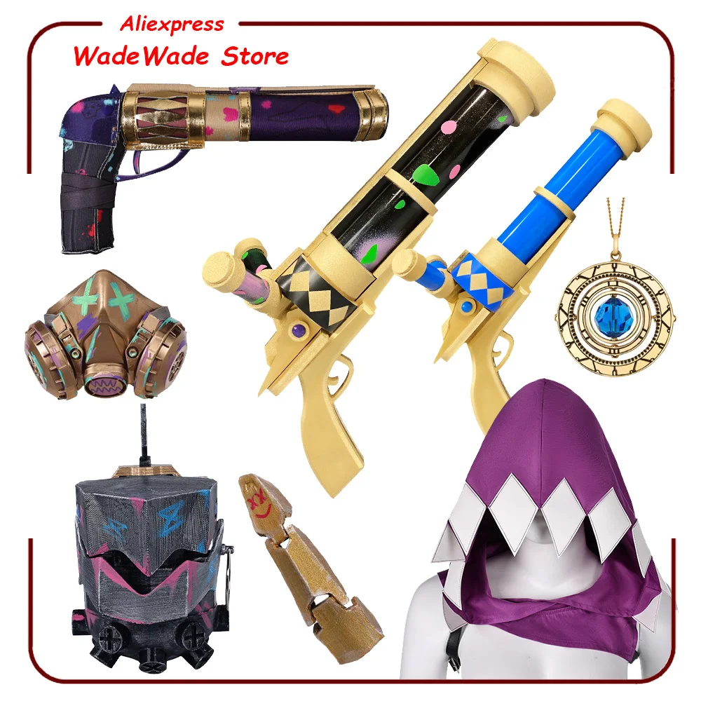 Jinx Cosplay Weapon Gun Props Mask Finger Covers Acrane Game LOL ...
