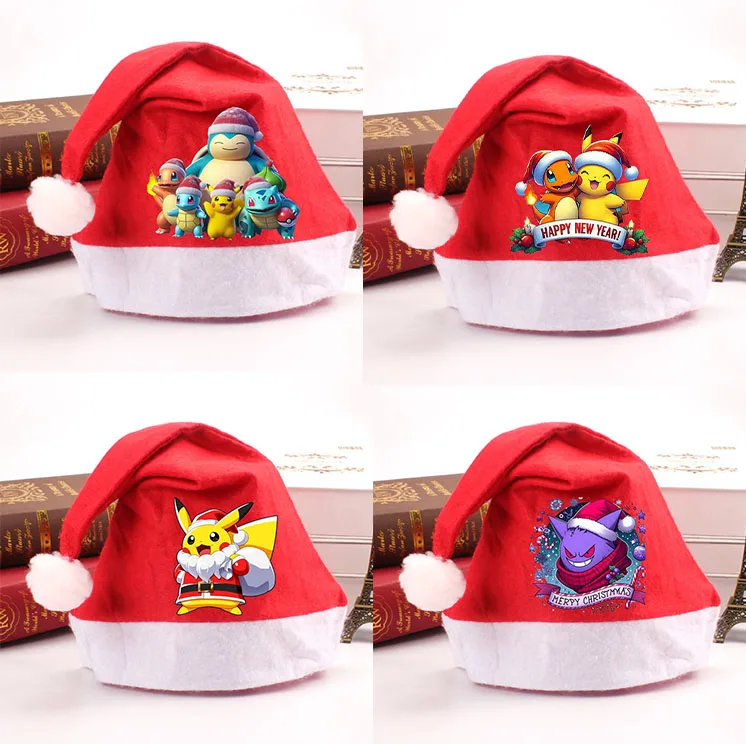 pokemon Christmas Hats Pikachu Gengar Adult Child Accessories Cartoon ...