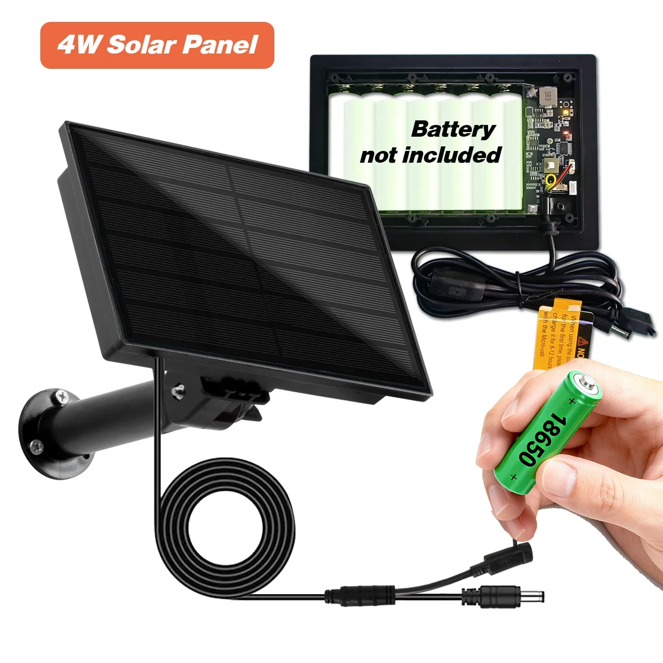 Solar Panel IP66 Waterproof 12V Solar Cells Install 18650 Battery ...